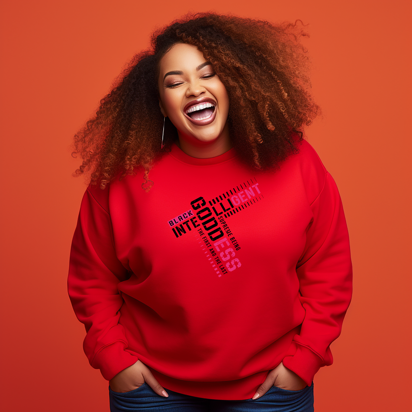 Black Intelligent Goddess Sweatshirt – Embrace Your Divine Legacy – Creative Ink Studios